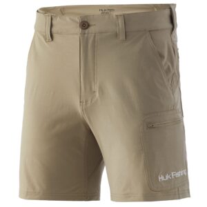 huk men's standard next level quick-drying performance fishing shorts, beige, large