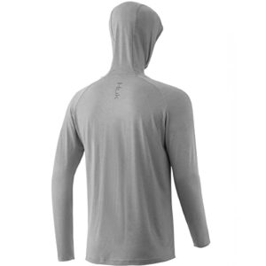 HUK Men's Waypoint Hoodie | Performance Long-Sleeve Shirt +50 UPF, Silver Blue, Small