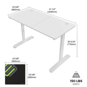 It's_Organized White Computer Desk,47 inch PC Laptop Computer Table Workstation with Mouse Pad,Modern Study Writing Desk for Home Office Gaming/Working