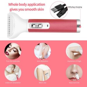 Sdmelld Hair Remover for Women,Painless 5 in 1 Electric Shaver USB Rechargeable,Eyebrow Nose Trimmer,Body Waterproof Bikini Facial Hair Removal for Women (Pink)