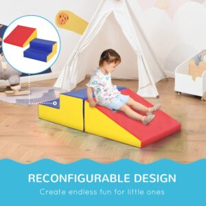 Soozier 2 Piece Climb and Crawl Activity Play Set Soft Secure Foam Playset for Toddler Preschooler Indoor Play Equipment Baby Learning Toys Multicolor