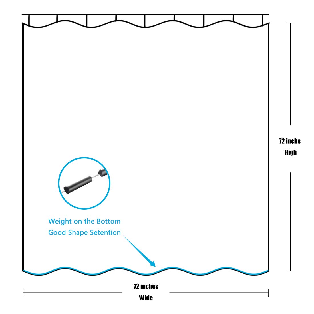 Neasow Teal and White Shower Curtain, Watercolor Floral Bathroom Curtain Light Blue Paisley Design Shower Curtains Aqua 72×72 inches