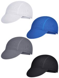 4 pieces summer unisex cycling cap breathable bicycle caps sweat-absorbing biking caps for women men running outdoor sports (white, grey, black, blue)