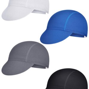 4 Pieces Summer Unisex Cycling Cap Breathable Bicycle Caps Sweat-Absorbing Biking Caps for Women Men Running Outdoor Sports (White, Grey, Black, Blue)