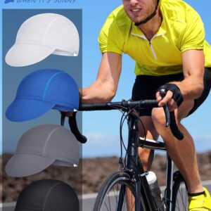 4 Pieces Summer Unisex Cycling Cap Breathable Bicycle Caps Sweat-Absorbing Biking Caps for Women Men Running Outdoor Sports (White, Grey, Black, Blue)