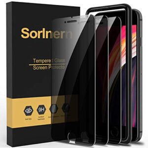 sorlnern privacy screen protector for iphone se 3 2022/2 2020, iphone 8/7/6s/6, anti spy tempered glass film, with easy-installation tool[4.7 inch]