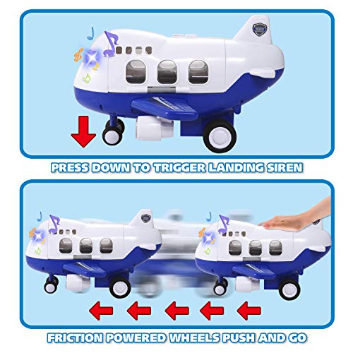 Transport Cargo Airplane Toy City Hero with Vehicles Including 1 Friction Powered Air Plane, 6 Die-Cast Cars, 12 Worker Action Figures, Various Traffic Road Signs