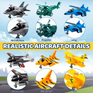 JOYIN 16 Pcs Pull Back Airplane Toys, Boys Plane Playset, Aircraft Incl Helicopter Toys, Fighter Jet Toys, Bomber Toys, Biplane Toy, Gifts for Toddler Kids 3+ Years Old, Kids Presents Toys