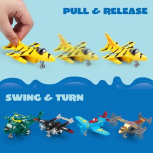 JOYIN 16 Pcs Pull Back Airplane Toys, Boys Plane Playset, Aircraft Incl Helicopter Toys, Fighter Jet Toys, Bomber Toys, Biplane Toy, Gifts for Toddler Kids 3+ Years Old, Kids Presents Toys