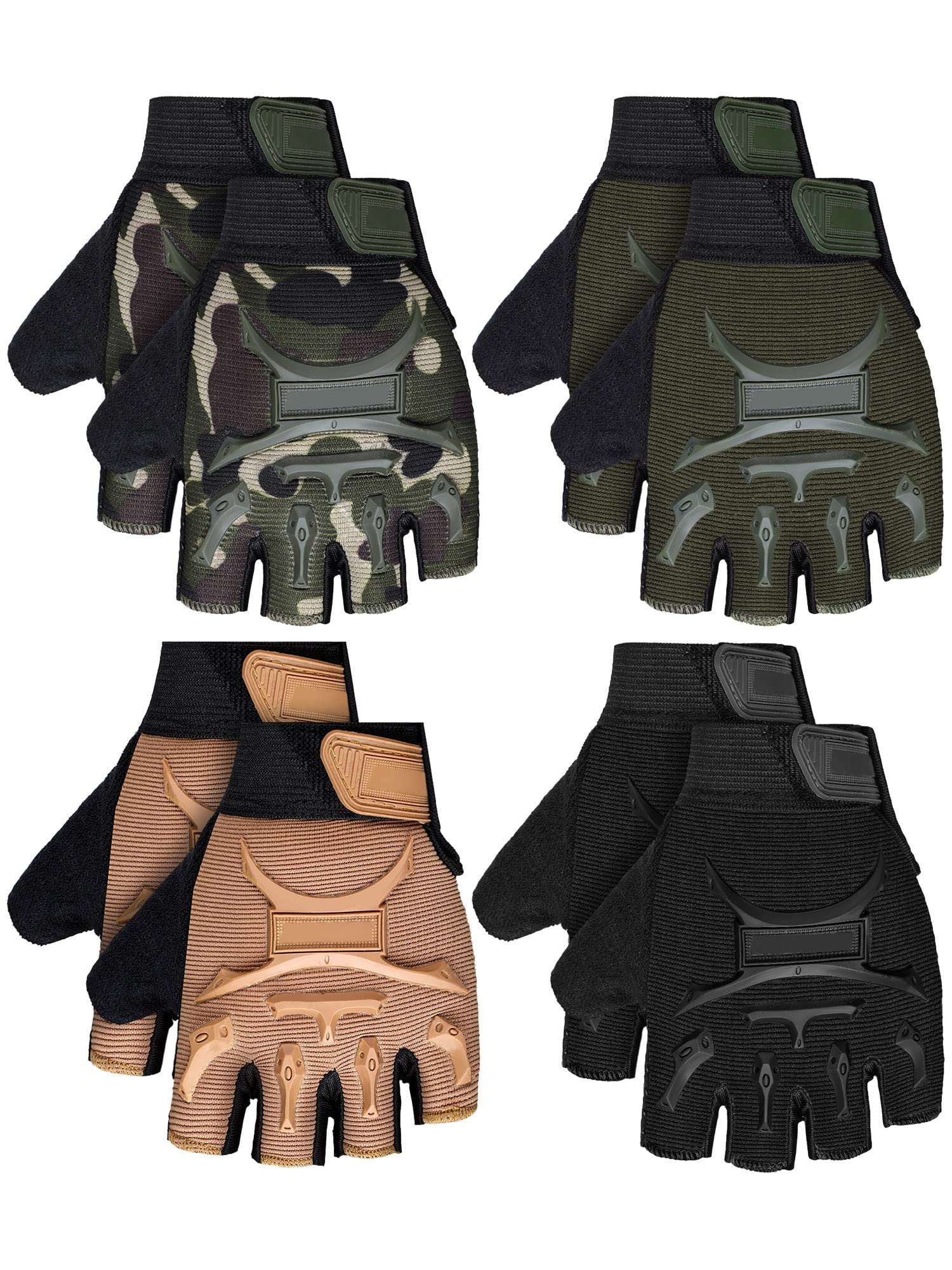 SATINIOR 4 Pairs Kids Cycling Gloves Half Finger Bike Gloves Non-Slip Mitten Sport Gloves for Boys and Girls