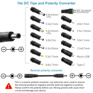 SHNITPWR 30W Universal Power Supply 3V 4.5V 5V 6V 7.5V 9V 12V Adjustable Variable AC/DC Adapter with 5V 2.1A USB Port, 100V-240V AC to DC 3V~12V Converter 0.5A 1A 1.2A 1.5A 2A 2.5A Max with 14 Tips