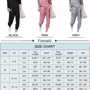 Fixmatti Women Two Piece Outfits Long Sleeve Sweatsuit High Waisted Sweatpants Set M