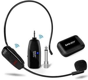 wireless microphone headset,rechargable uhf transmitter & receiver microphones system,2 in 1 mic for voice amplifier,pa system,stage speaker,singing,speaking,-not suitable for iphone & smartphones