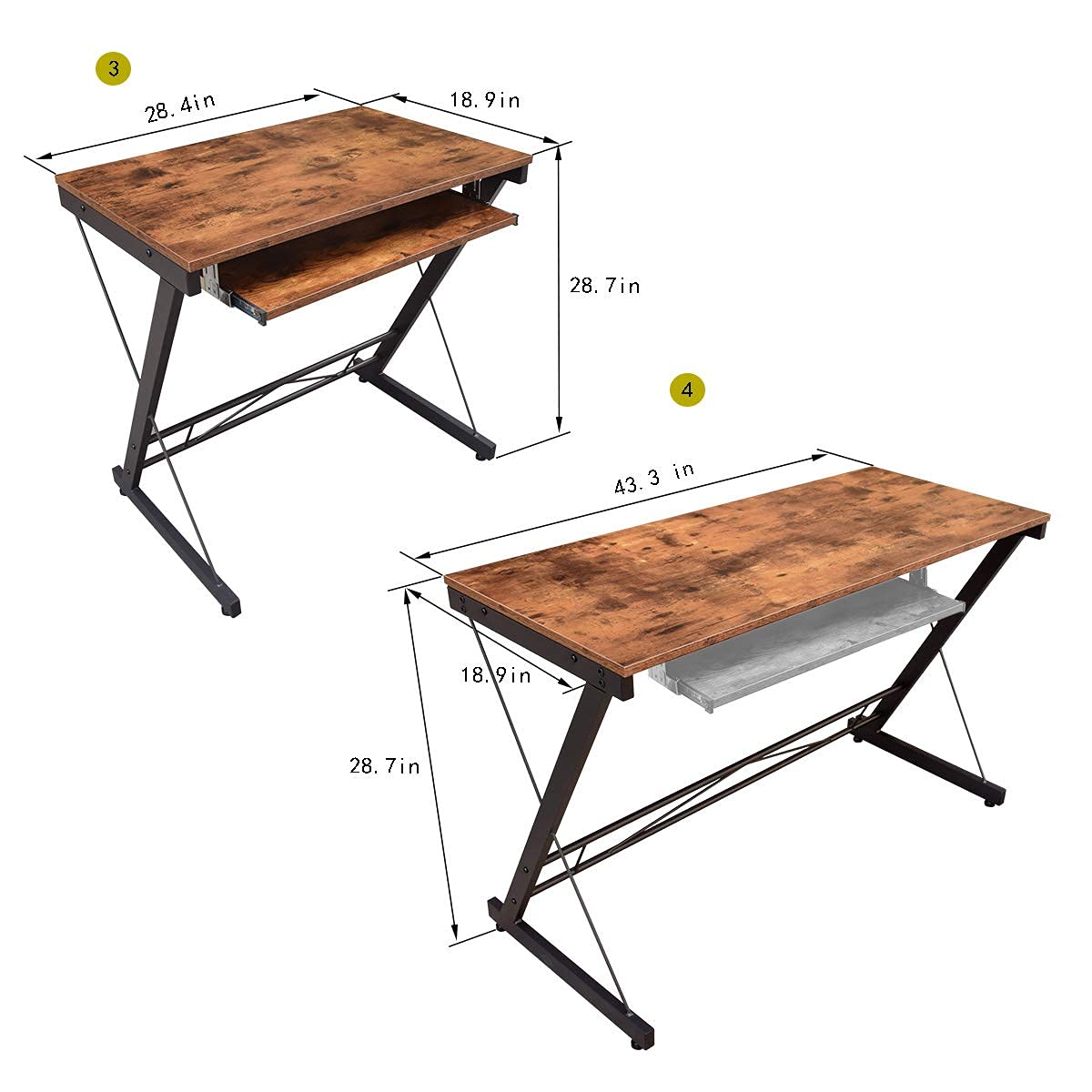 DRM 62'' Corner Computer Desk with Keyboard Tray L-Shaped Desk PC Laptop Desk Gaming Desk Workstation for Home Office, Space-Saving, Easy Assembly (Rustic Brown)