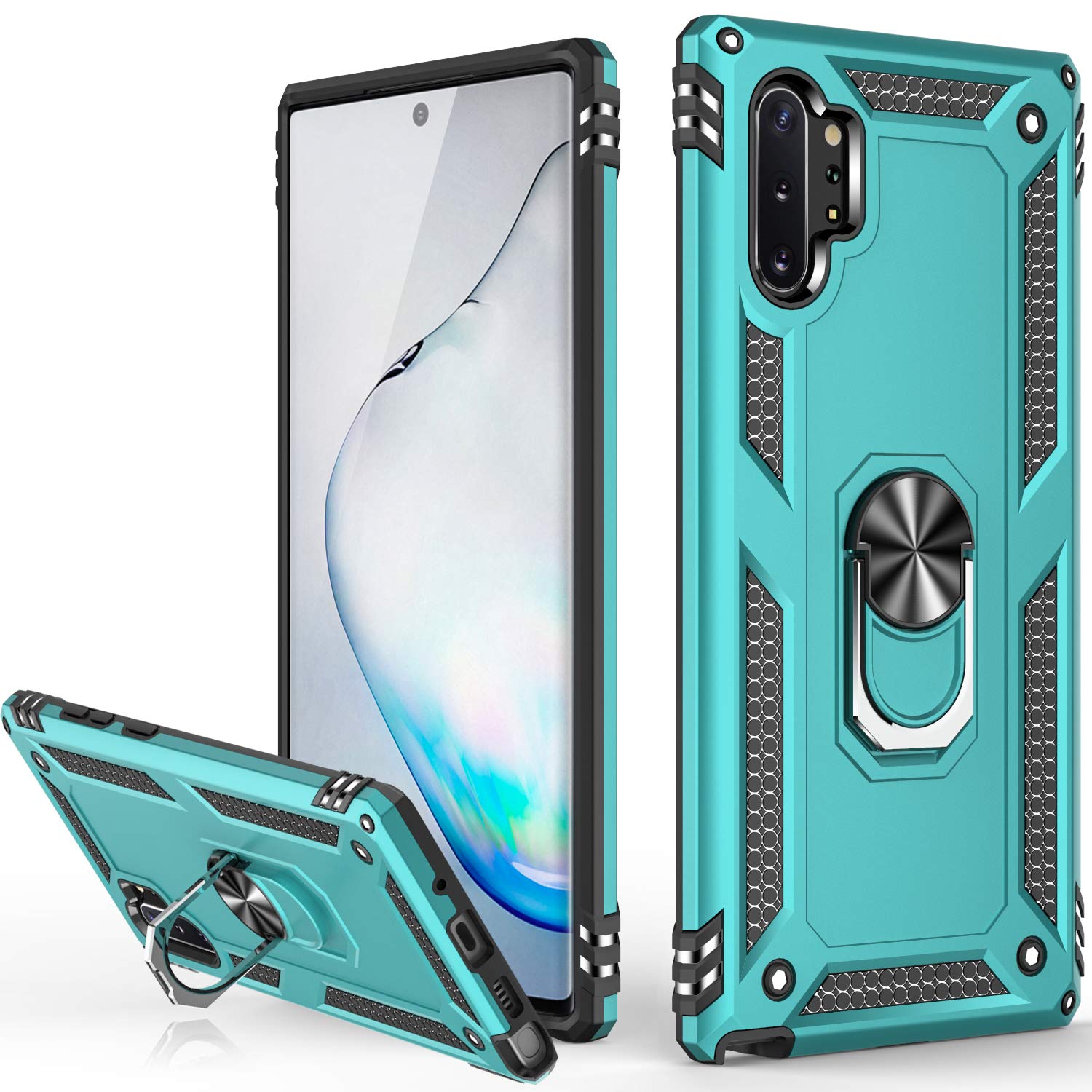 LUMARKE Galaxy Note 10+ Plus Case,Pass 16ft. Drop Test Military Grade Heavy Duty Cover with Magnetic Ring Kickstand,Protective Phone Case for Samsung Galaxy Note 10 Plus Teal