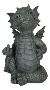 ebros keep off flip the bird rude baby dragon sitting statue 10" h fairy garden faux stone resin finish guest greeter figurine