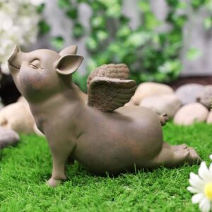 Ebros Peaceful Zen Yoga Flying Pig Hog Heavens Statue Rustic Country Piggy Piglet Porcine Pigs Fairy Garden Collectible Figurine (Cobra Stretch Pose)