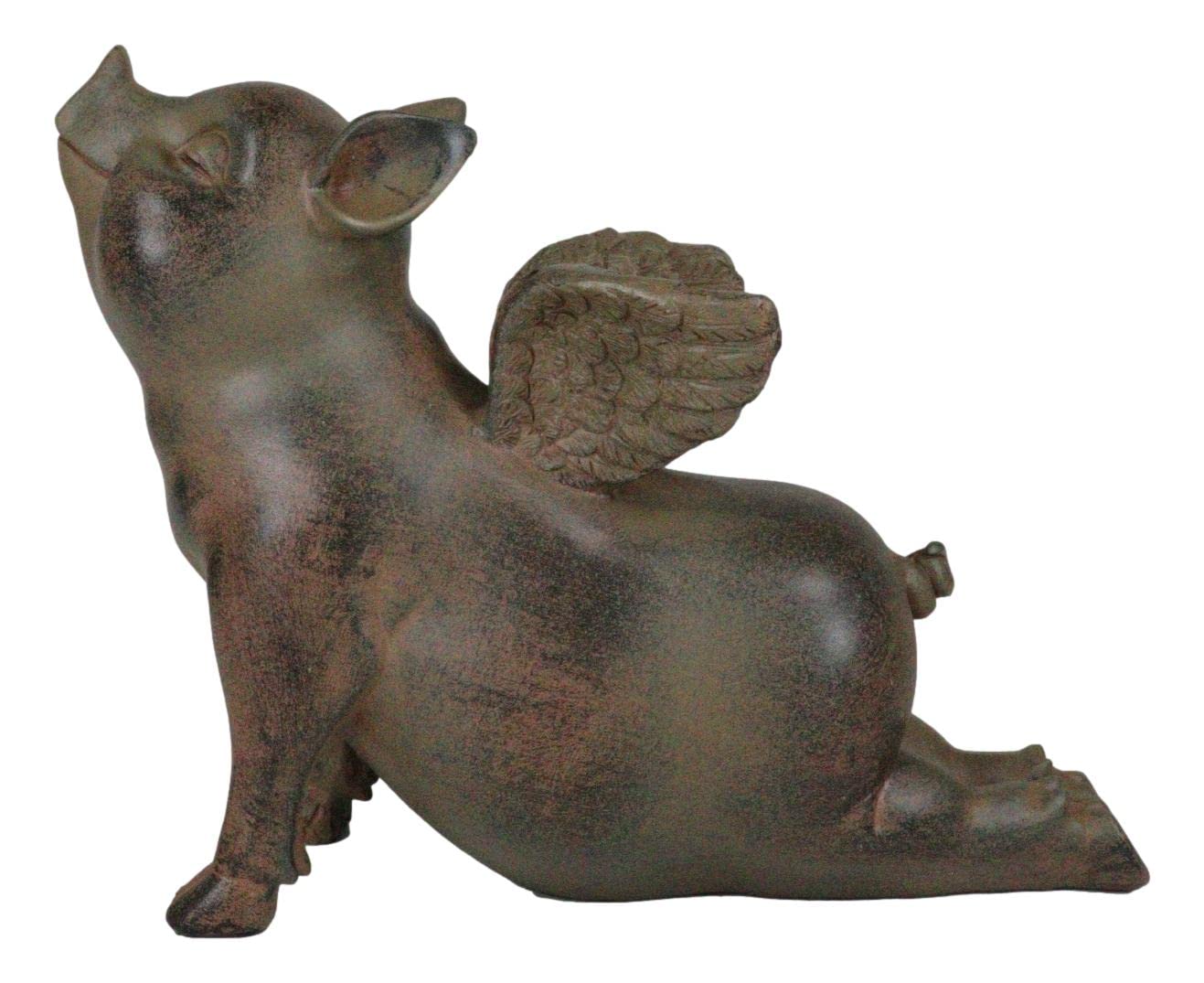 Ebros Peaceful Zen Yoga Flying Pig Hog Heavens Statue Rustic Country Piggy Piglet Porcine Pigs Fairy Garden Collectible Figurine (Cobra Stretch Pose)