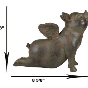 Ebros Peaceful Zen Yoga Flying Pig Hog Heavens Statue Rustic Country Piggy Piglet Porcine Pigs Fairy Garden Collectible Figurine (Cobra Stretch Pose)