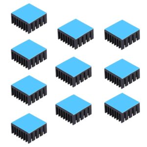 awxlumv 10pcs 20mm heatsink kit 20x20x10mm/ 0.79x0.79x0.39inch with thermal conductive adhesive tape, cooler heat sink for cooling gpu ic chips vram vga ram (20mmx20mmx10mm)