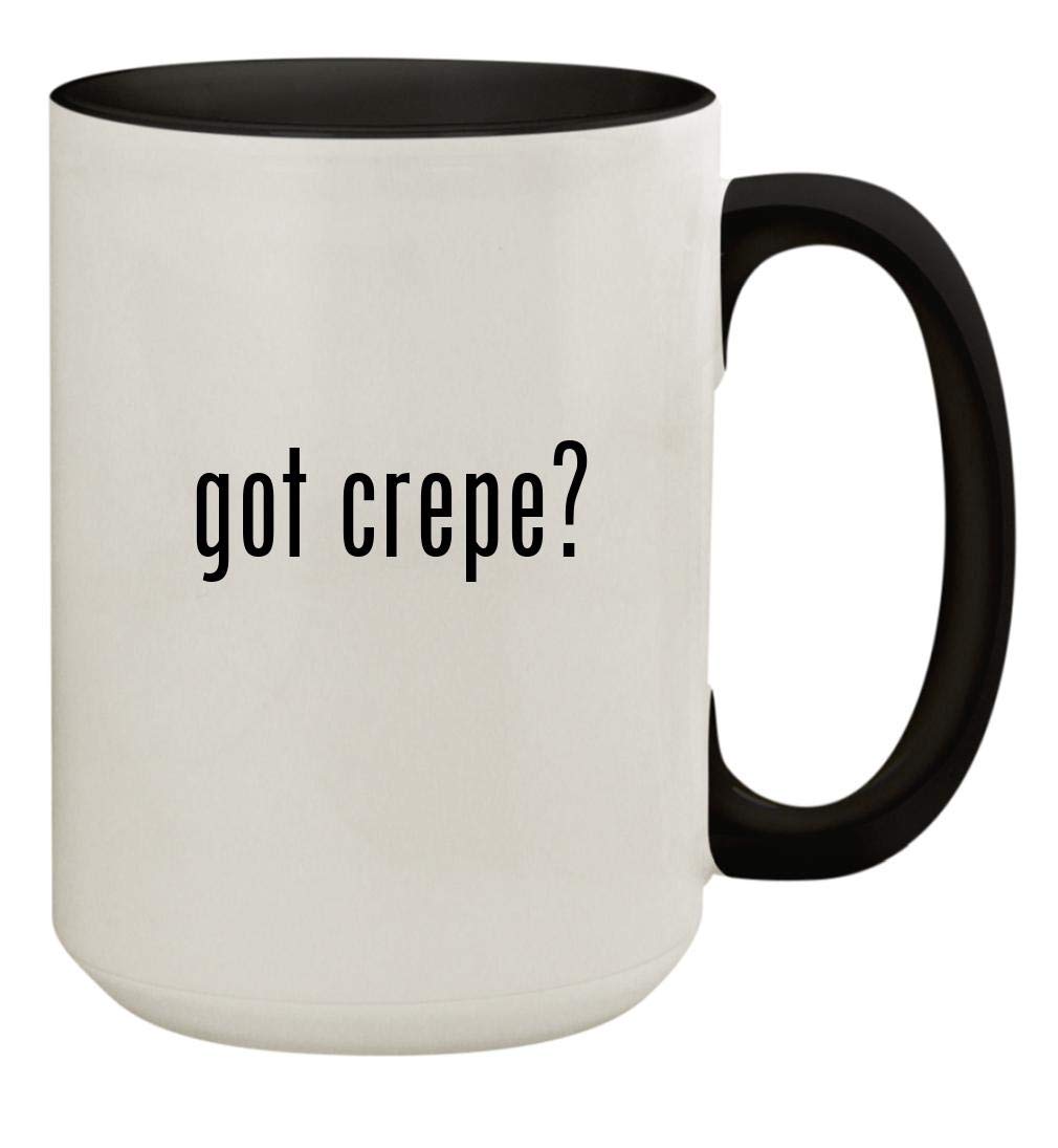 Knick Knack Gifts got crepe? - 15oz Ceramic Colored Inside & Handle Coffee Mug Cup, Black