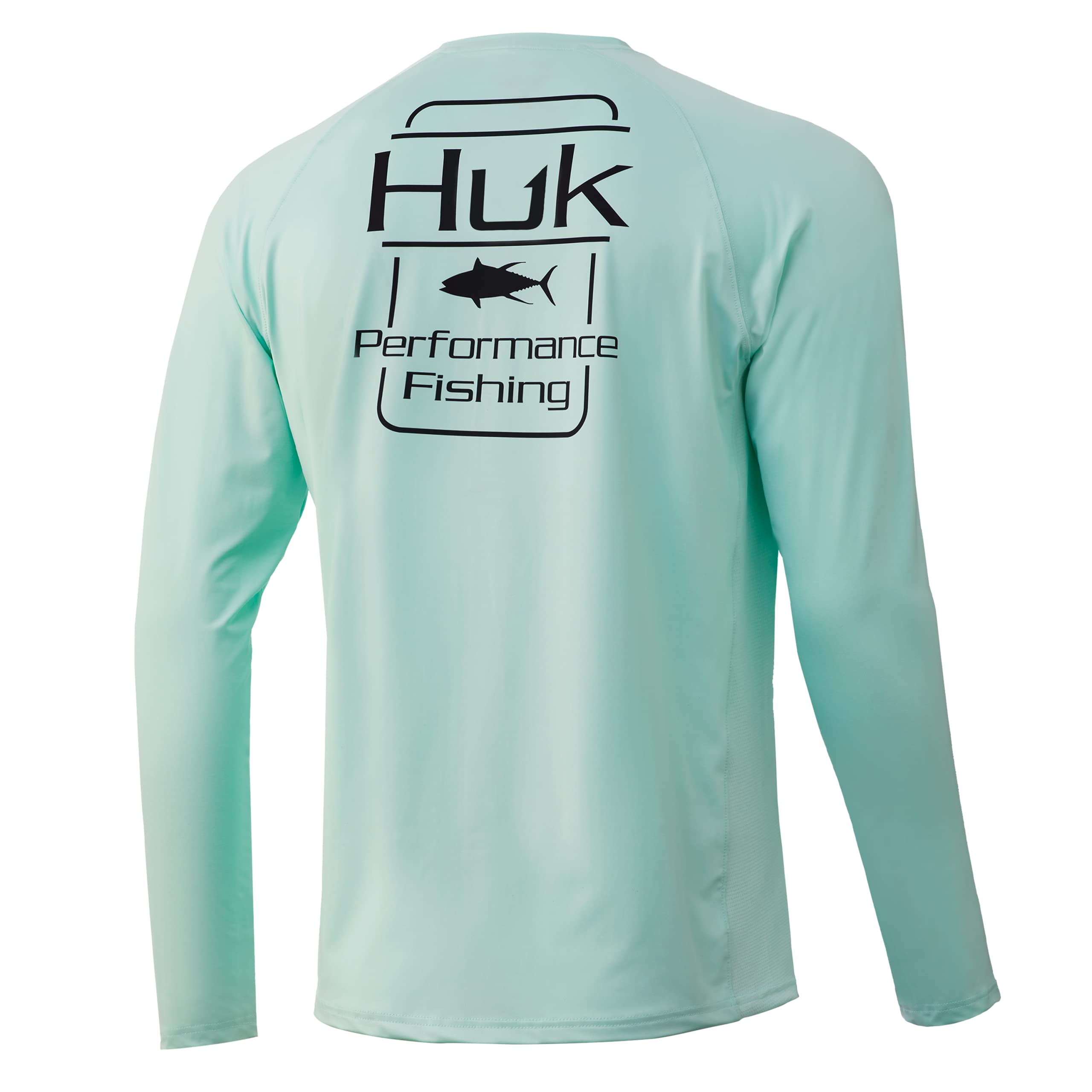 HUK Men's Pursuit Long Sleeve Sun Protecting Fishing Shirt, Tuna Badge-Seafoam (New Logo), X-Large