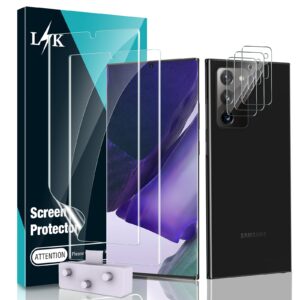 [2+3 pack] lϟk designed for samsung galaxy note 20 ultra 5g 6.9 inch, 2 pack tpu film screen protector & 3 pack camera lens protector, ultrasonic fingerprint supported, locate tool precise alignment