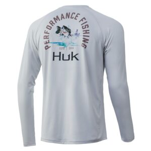 huk men's pursuit long sleeve sun protecting fishing shirt, bass-glacier, medium