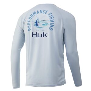 huk men's pursuit long sleeve sun protecting fishing shirt, marlin-plein air, large