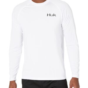 HUK Men's Pursuit Long Sleeve Sun Protecting Fishing Shirt, Shield-White, 3X-Large