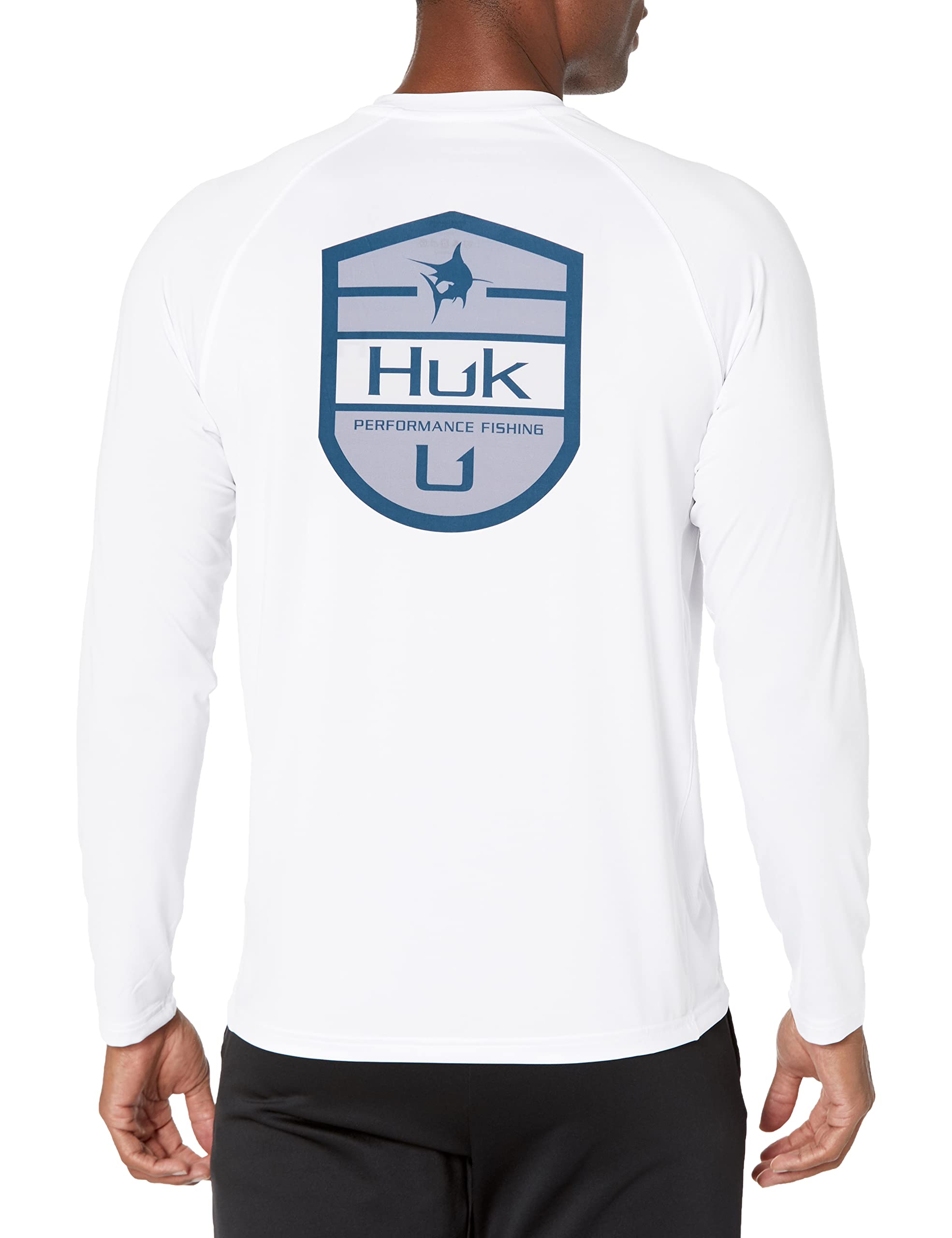 HUK Men's Pursuit Long Sleeve Sun Protecting Fishing Shirt, Shield-White, 3X-Large