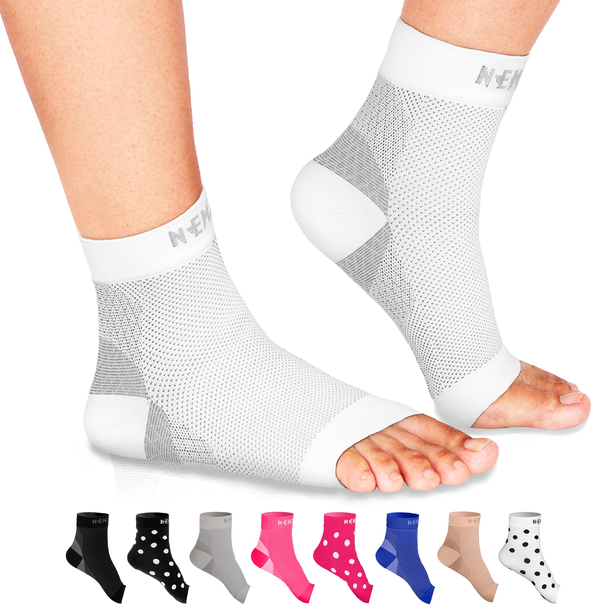 NEWZILL Plantar Fasciitis Socks with Arch Support, BEST 24/7 Foot Care Compression Sleeve, Eases Swelling & Heel Spurs, Ankle Brace Support, Increases Circulation (XXL, White)