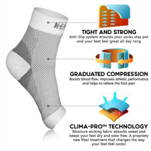 NEWZILL Plantar Fasciitis Socks with Arch Support, BEST 24/7 Foot Care Compression Sleeve, Eases Swelling & Heel Spurs, Ankle Brace Support, Increases Circulation (XXL, White)