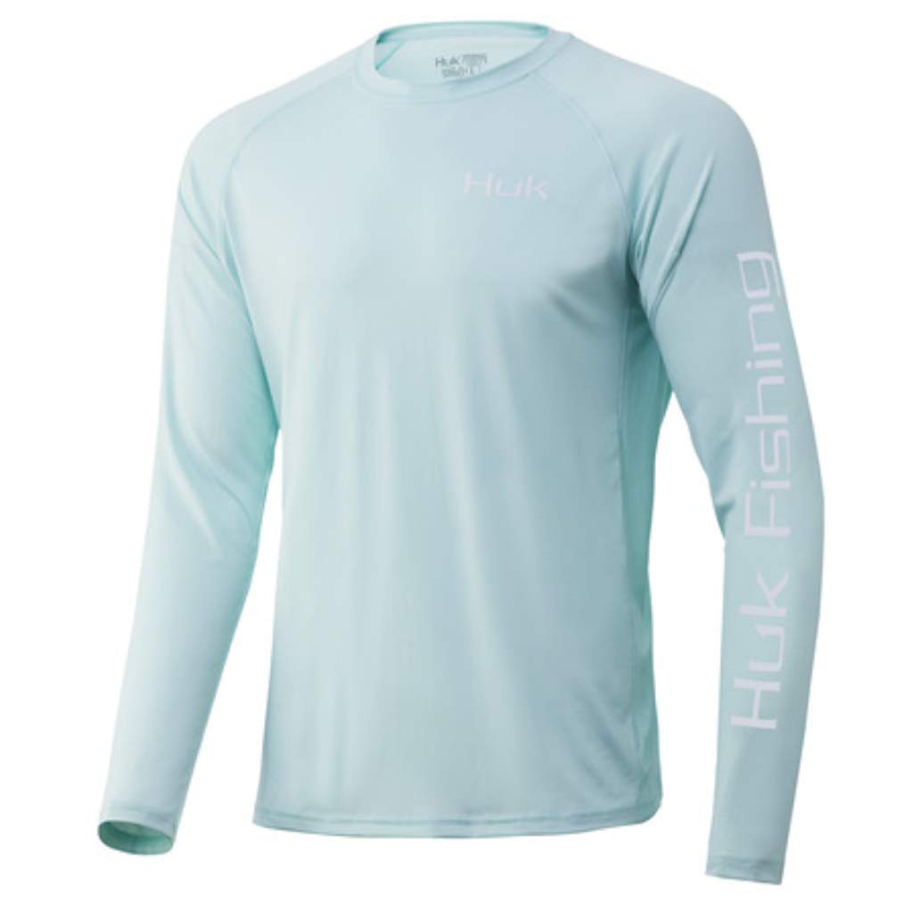 HUK Men's Pursuit Long Sleeve Sun Protecting Fishing Shirt, Marlin-Seafoam, Medium