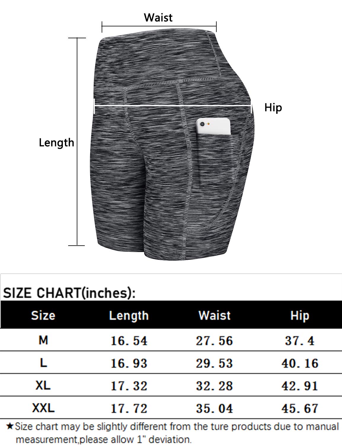 Misyula Style Sports Shorts for Women, Bike Shorts Fashion Compression Stretchy Summer High Waist Elastic Quick Dry Outdoor Athletic Gym Maternity Short Leggings Cycling with Phone Pocket Grey L