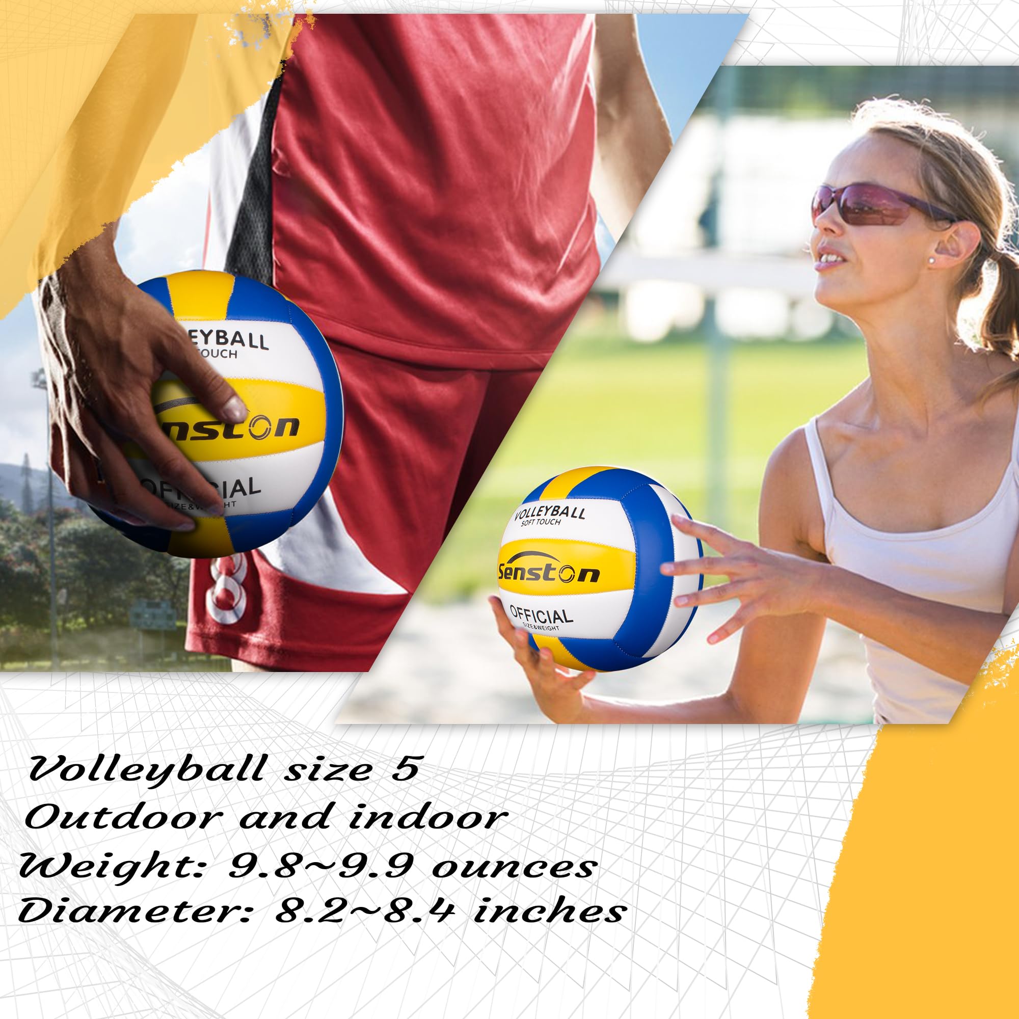 Senston Volleyball Official Size 5 - Waterproof Indoor/Outdoor Soft Volleyball for Beach Play, Game,Gym,Training