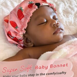 YANIBEST Baby Satin Bonnet Sleep Cap - Double Layer Reversible Adjustable Silky Satin Cap for Infant Toddler(6-36 Months,Hot Pink)