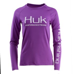 huk women's pursuit long sleeve performance shirt + sun protection, fishing-pink lady, x-large