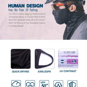 SUPREAKER Bandana Face Mask with Ear Loops for Women Black, Dust Wind Balaclava for Men Riding Motorcycle, Triangle face Scarf Ear Loops Neck Gaiter