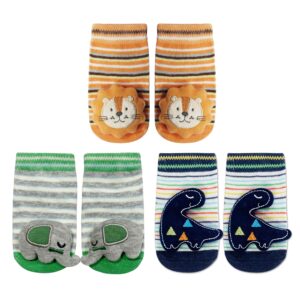 puppet baby boy rattle socks, cotton booties, gift set (set of 3) for 0-6months (green)