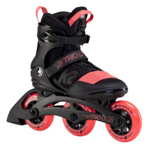 k2 trio lt 100 womens inline skates, black/coral, 11.0