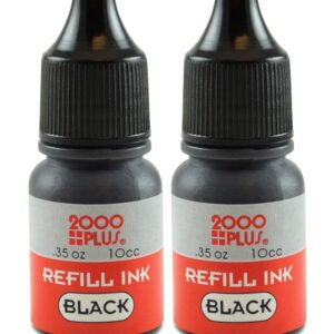 2000 Plus Ink Refill for Pre-Inked Stamps and Stamp Pads, Black .35 oz Each – Black (090689)