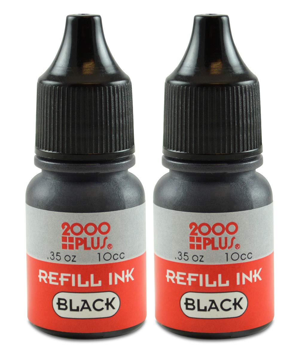 2000 Plus Ink Refill for Pre-Inked Stamps and Stamp Pads, Black .35 oz Each – Black (090689)