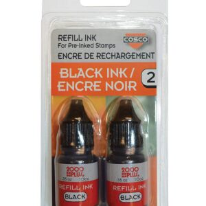 2000 Plus Ink Refill for Pre-Inked Stamps and Stamp Pads, Black .35 oz Each – Black (090689)