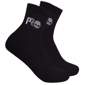 timberland pro mens 2-pack half cushioned quarter socks, black heather, large us