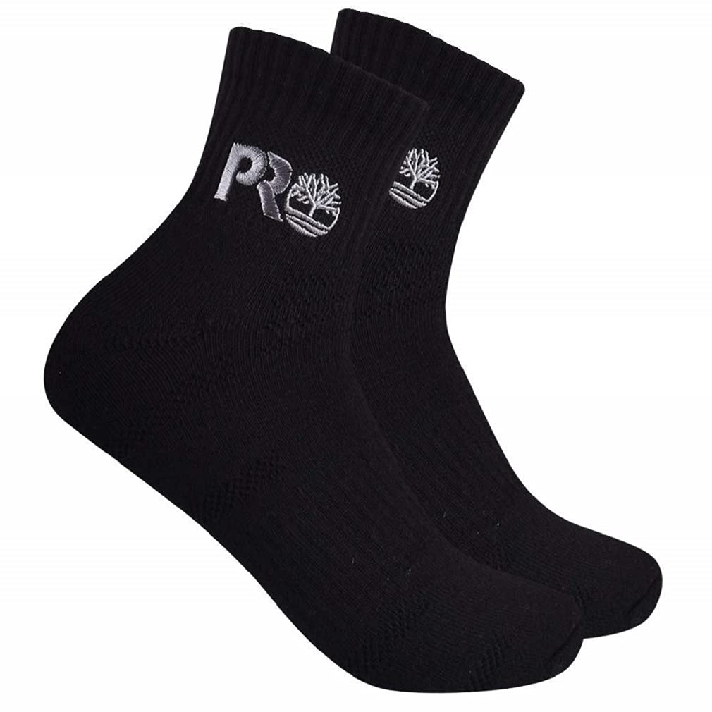 Timberland PRO mens 2-pack Half Cushioned Quarter Socks, Black Heather, Large US