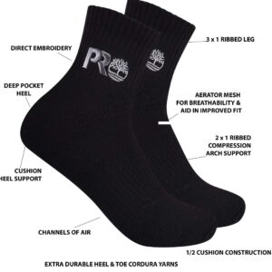 Timberland PRO mens 2-pack Half Cushioned Quarter Socks, Black Heather, Large US