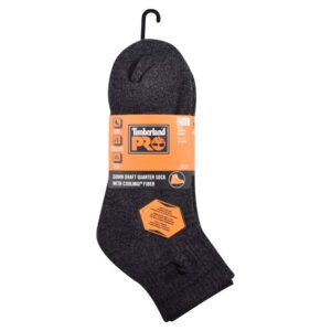 Timberland PRO mens 2-pack Half Cushioned Quarter Socks, Black Heather, Large US