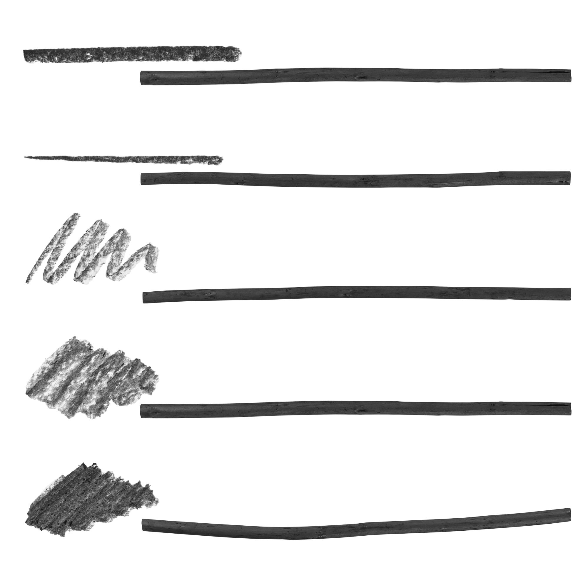 Pacific Arc Artist Vine Charcoal, Soft, Black 4 Charcoal Sticks for Drawing, Sketching, and Fine Art