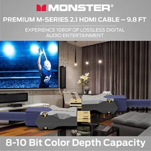 Monster M-Series 3000 Certified Premium 8K High Speed HDMI Cable - 2.1, 4K 120Hz HDMI Cable, 48 Gbps - HDMI Cables for Apple TV, Roku, Smart TV, Laptop, Montior - 9.8 ft